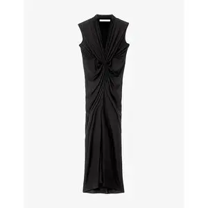 ALLSAINTS Dariya V-neck Wool-blend Maxi Dress - Black