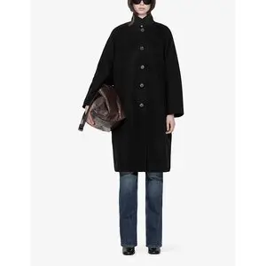 ALLSAINTS Effie Funnel-neck Wool-blend Coat - Black