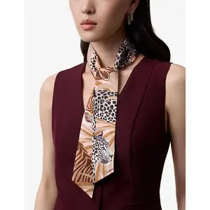 Cartier Panthère And Tiger Silk Bandeau Scarf - Pink