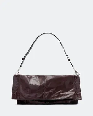 ALLSAINTS Lutece Fold Leather Shoulder Bag Red