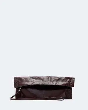 ALLSAINTS Lutece Fold Leather Clutch Red