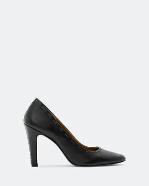 ALLSAINTS Anna Hand-stitch Leather Court Shoes - Black