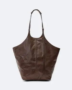 ALLSAINTS AllSaints Siloh Leather Magazine Tote Bag Red