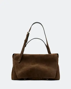 ALLSAINTS Joan Medium Suede Satchel