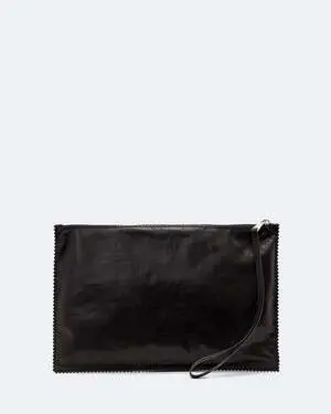 ALLSAINTS Siloh Pinked-edge Large Leather Pouch - Black