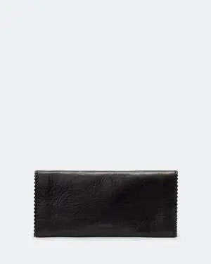 ALLSAINTS Siloh Pinked-edge Leather Continental Wallet - Black