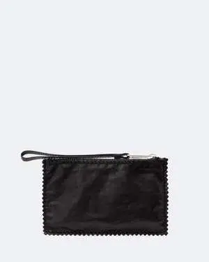 ALLSAINTS Siloh Pinked-edge Small Leather Pouch - Black