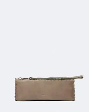 ALLSAINTS Siloh Pinked-edge Leather Pencil Case - Grey