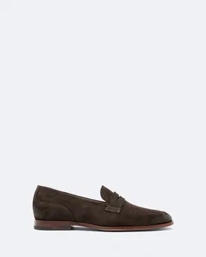 ALLSAINTS Jules Hand-stitched Suede Loafers - Brown