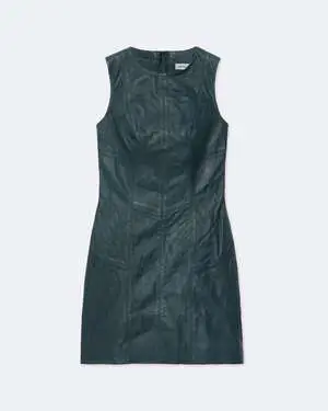 ALLSAINTS Vee Leather Mini Dress - Blue