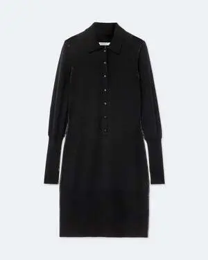 ALLSAINTS Coyte Merino Wool Polo Dress - Black