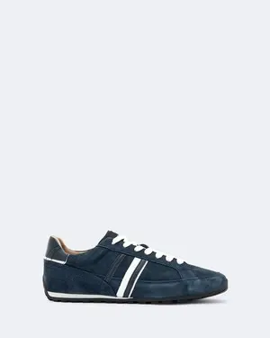 ALLSAINTS AllSaints Liam Leather And Suede Low-Top Sneakers Blue