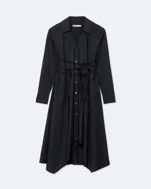 ALLSAINTS Marley Asymmetric Cotton-poplin Shirt Dress Black