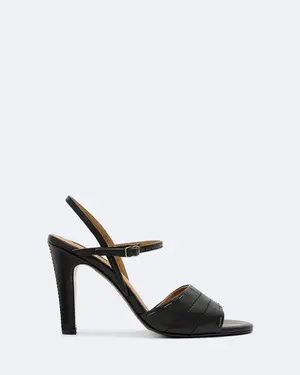 ALLSAINTS Lila Ankle-strap Leather Heeled Sandals - Black
