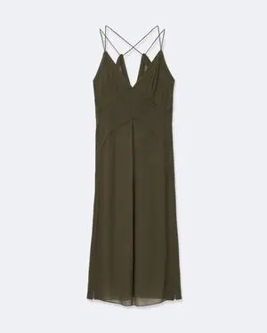 ALLSAINTS Fawn Viscose Midi Slip Dress - Green