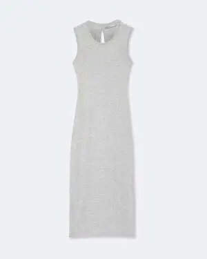 ALLSAINTS Ilia Twisted-back Bodycon Midi Dress Grey
