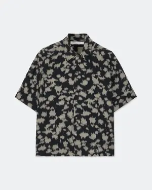 ALLSAINTS Leo Oversized Leopard-print Shirt Black/grey