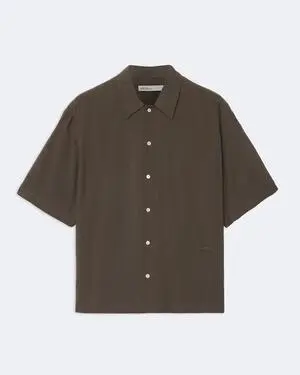 ALLSAINTS Archer Oversized Viscose Shirt Olive