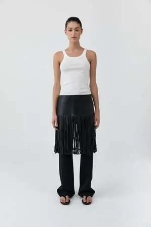 ST. AGNI Fringe Belt Skirt - Black