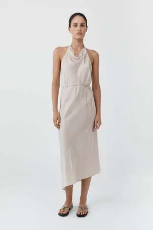 ST. AGNI Silk Wrap Dress - Soft Ash