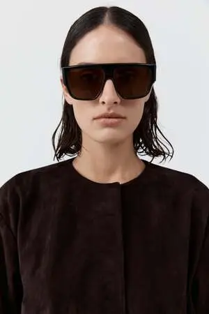 ST. AGNI Linea Oversized Sunglasses - Black/brown