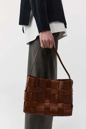 ST. AGNI Woven Mini Tote - Chestnut