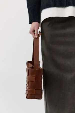 ST. AGNI Woven Mini Tote - Chestnut