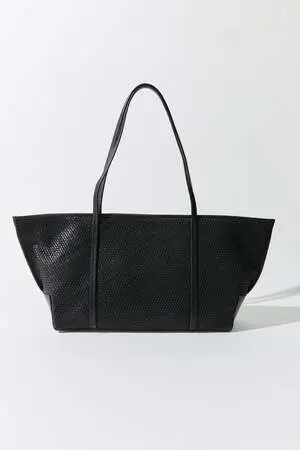 ST. AGNI Woven Bateau Tote - Black