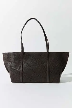 ST. AGNI Woven Bateau Tote - Coffee