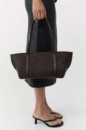 ST. AGNI Woven Slim Bateau Tote