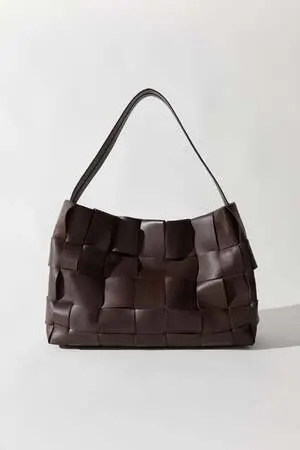 ST. AGNI Woven Large Tote Bag - Chocolate