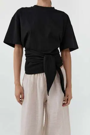 ST. AGNI Cotton Jersey Split Back Tee