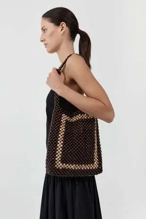 ST. AGNI Taxi Bag - Coffee/ecru