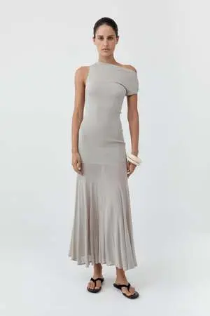 ST. AGNI Fine Jersey Circle Hem Dress - Soft Ash