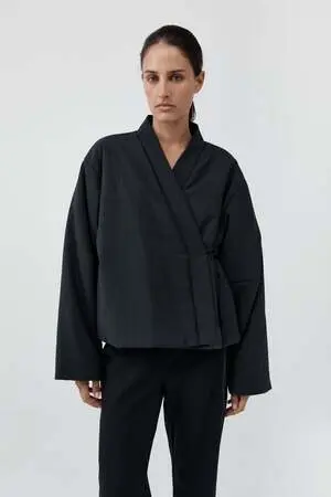 ST. AGNI Pillow Wool Wrap Jacket - Dark Graphite