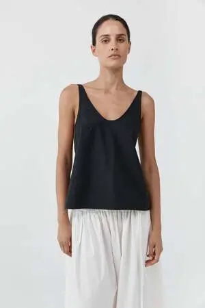 ST. AGNI Wool Rouleau Tie Top - Dark Graphite