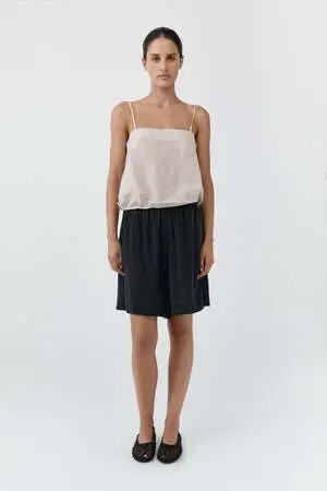 ST. AGNI Silk Everyday Relaxed Shorts - Black