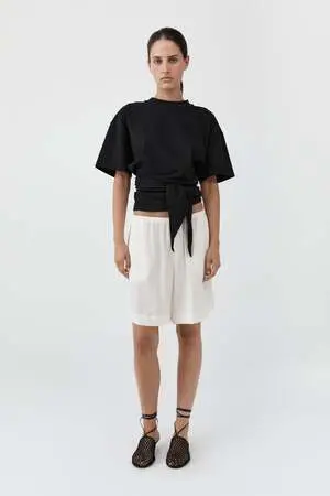 ST. AGNI Silk Everyday Relaxed Shorts - Tofu