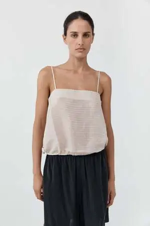 ST. AGNI Woven Check Drawstring Cami - Soft Ash
