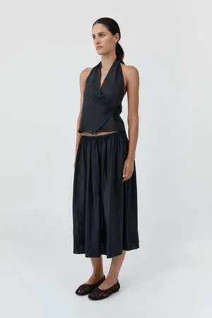 ST. AGNI Transparent Wrap Halter Top