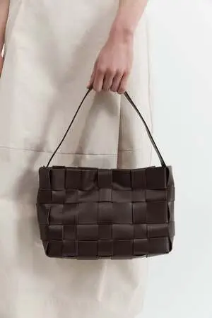 ST. AGNI Woven Mini Tote - Chocolate
