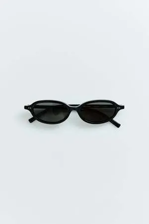 ST. AGNI 90s Slim Oval Sunglasses - Black