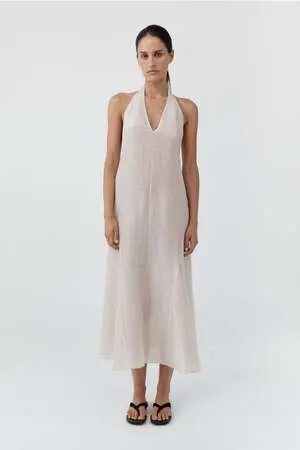 ST. AGNI Woven Check Halter Dress