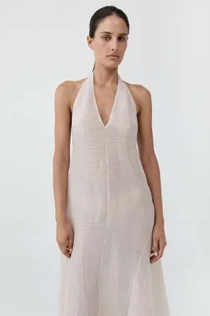 ST. AGNI Woven Check Halter Dress