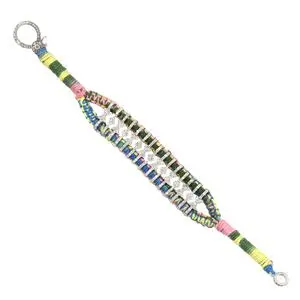 ARTISAN 925 Sterling Silver Diamond Star Multicolor Macramé Bracelet - Gray