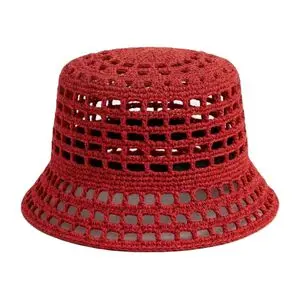 SPRINGMOONATELIER Handmade Crochet Bucket Hat - Red