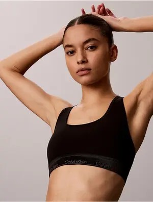 Calvin Klein Icon Cotton Modal Metallic Unlined Bralette - Black