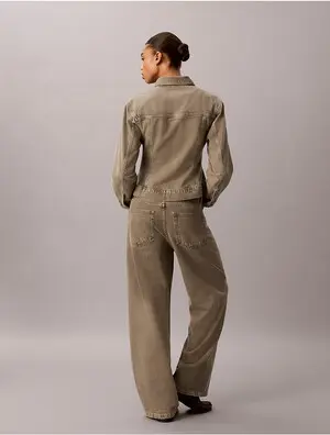 Calvin Klein Cinched Peplum Denim Jacket