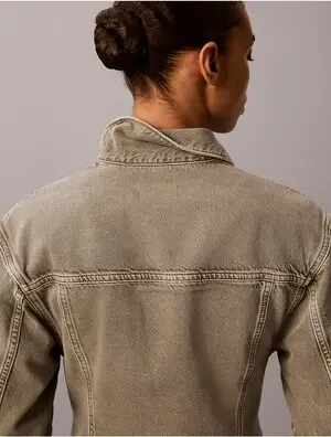 Calvin Klein Cinched Peplum Denim Jacket