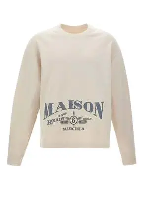 MAISON MARGIELA Graphic Crewneck Sweatshirt - Ecru